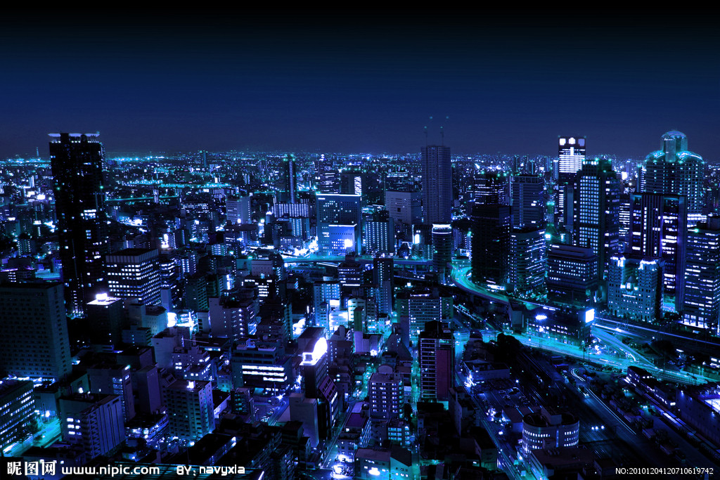 二次元都市夜景,二次元城市夜景_大山谷图库